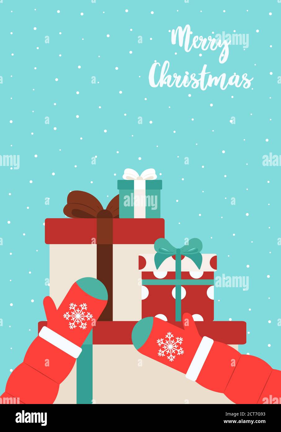 Winter holiday postcard template in flat design Stock Vector Image ...