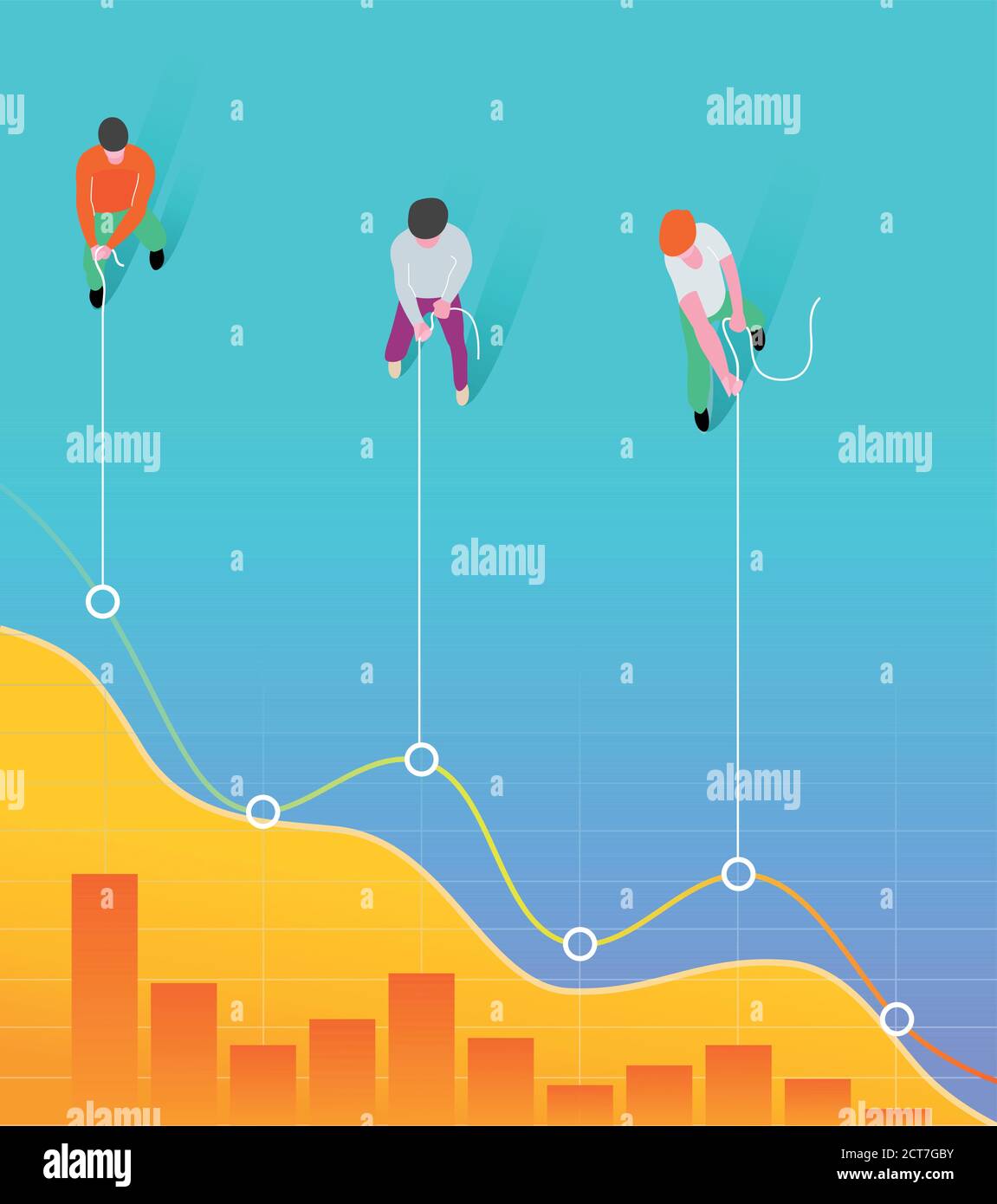 Business team work concept. Men pulling line chart. Stock market ...