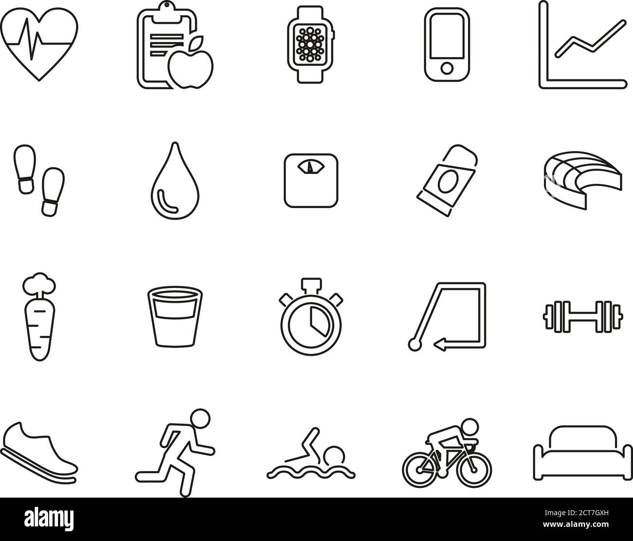 Activity Tracker Icons Thin Line Set Big Stock Vector Image & Art - Alamy