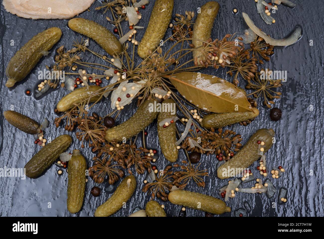 Extra Fine Cornichons - minuscule sour French pickles on natural stone ...
