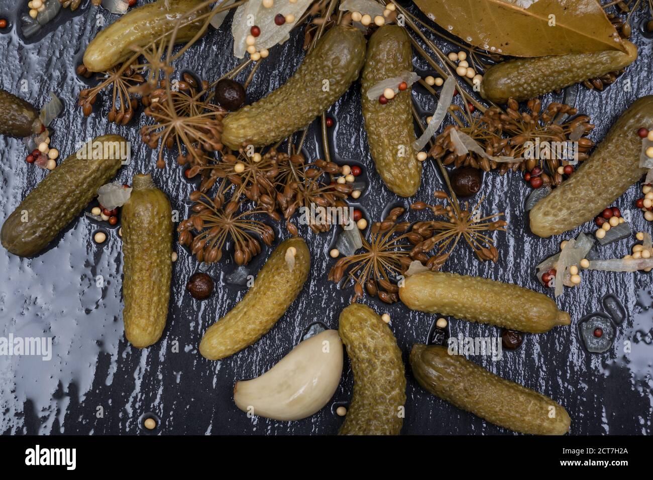 Extra Fine Cornichons - minuscule sour French pickles on natural stone ...