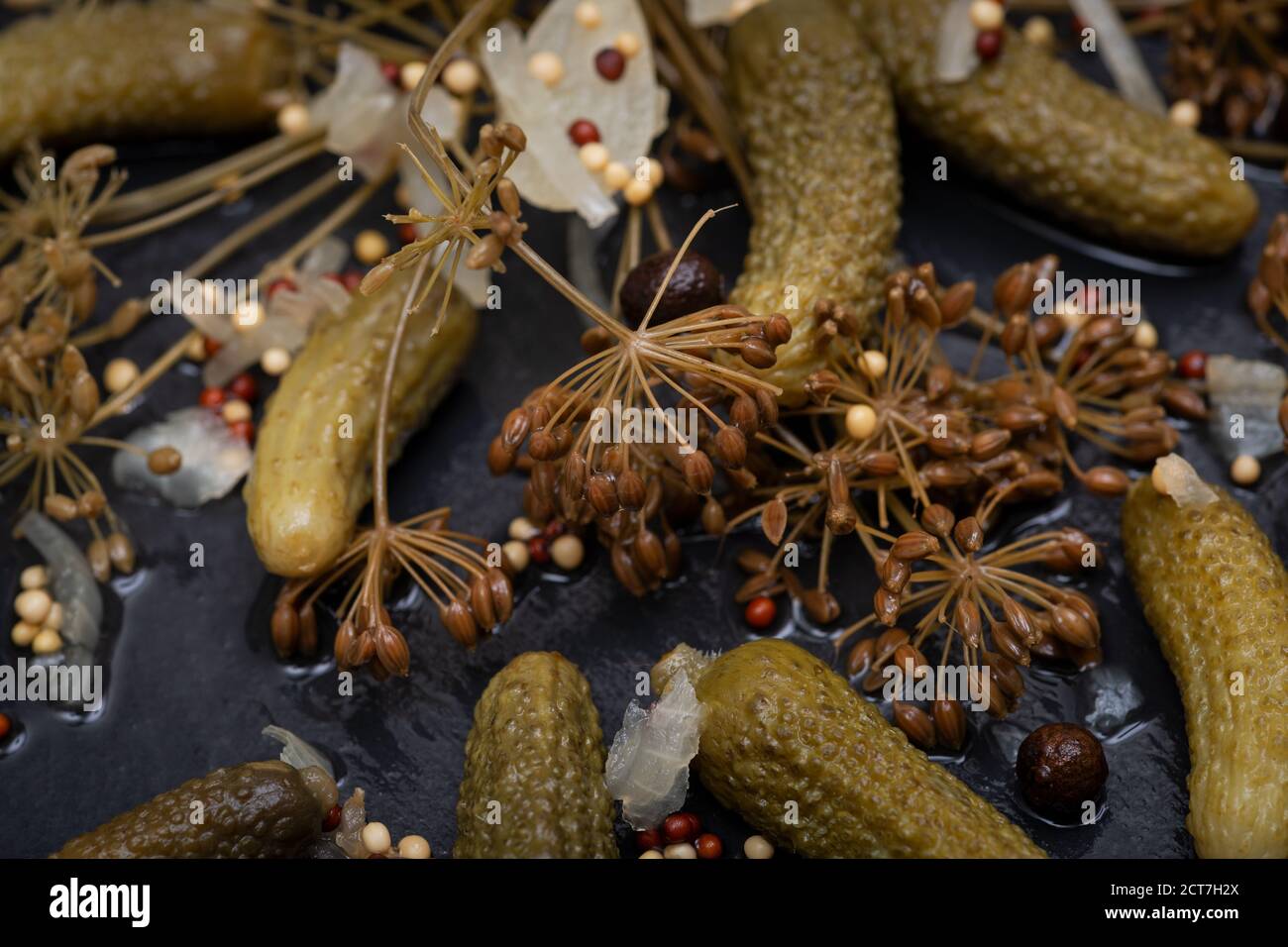 Extra Fine Cornichons - minuscule sour French pickles on natural stone ...