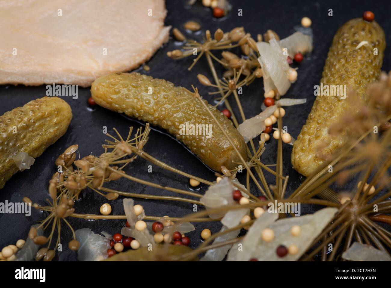 Extra Fine Cornichons - minuscule sour French pickles on natural stone ...