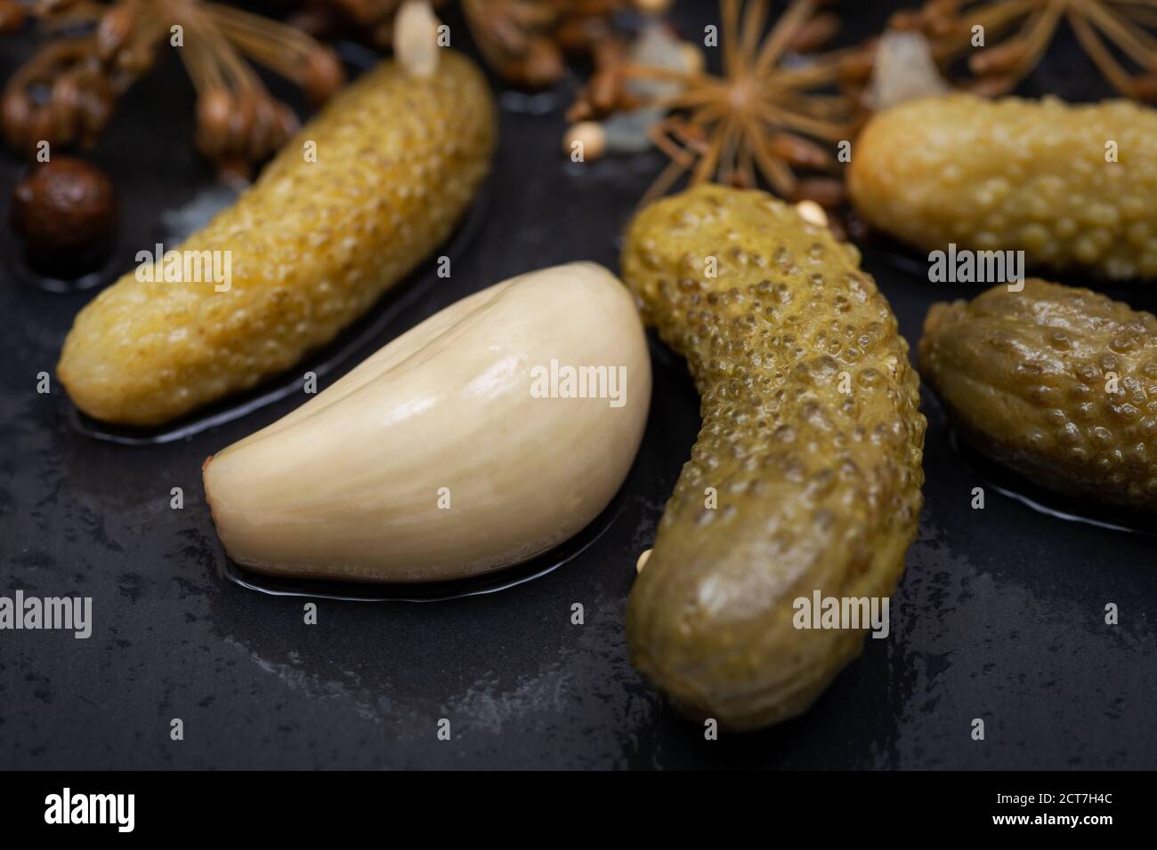Extra Fine Cornichons - minuscule sour French pickles on natural stone ...