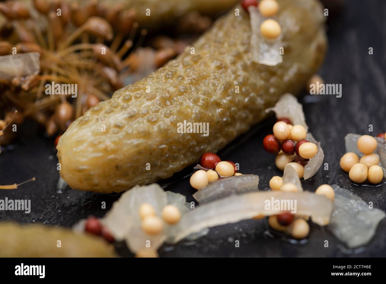 Extra Fine Cornichons - minuscule sour French pickles on natural stone ...