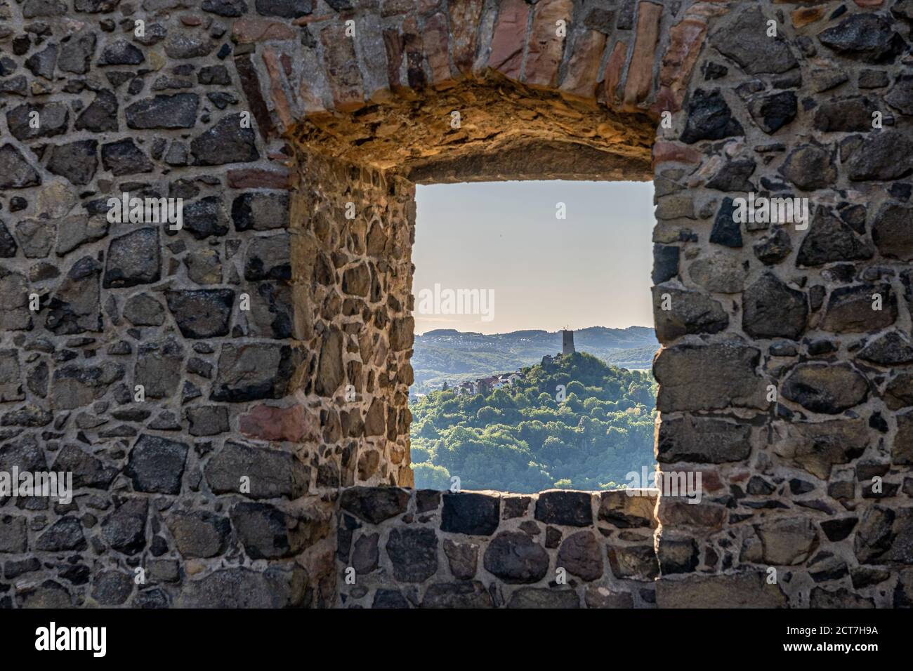 view on castle ruin vetzberg from the medieval castle ruin gleiberg in ...