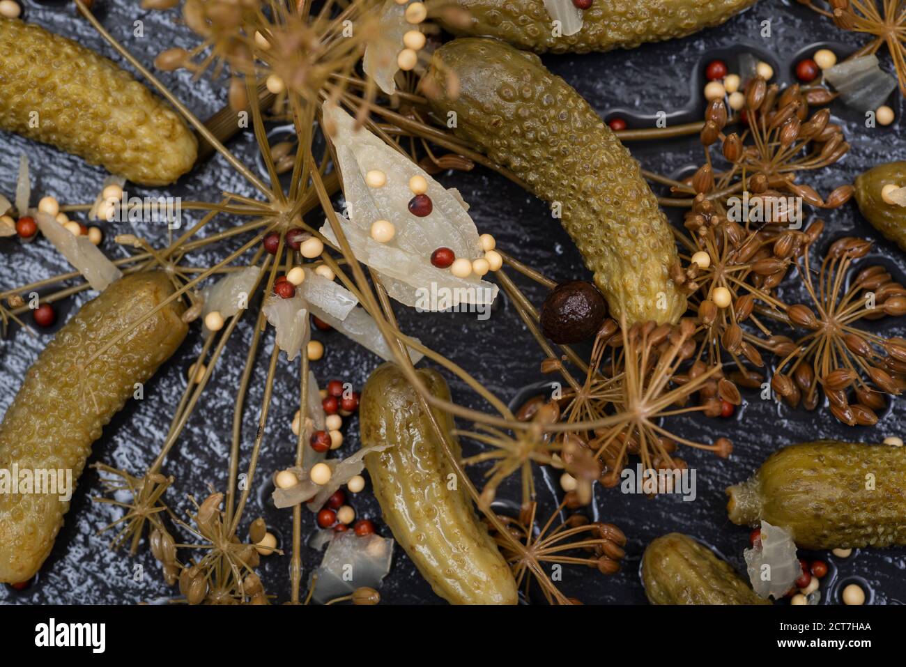 Extra Fine Cornichons - minuscule sour French pickles on natural stone ...