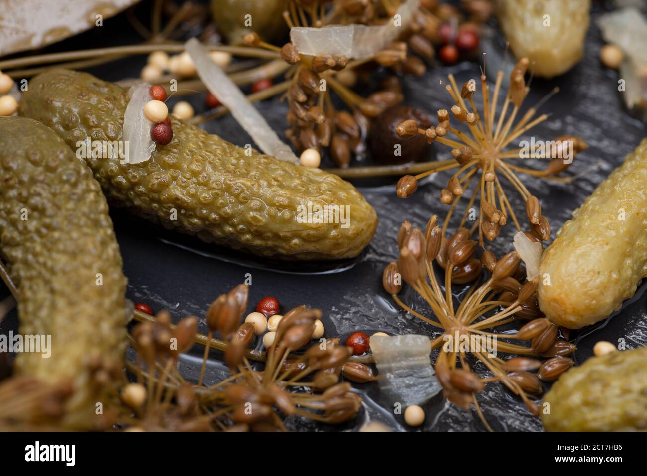 Extra Fine Cornichons - minuscule sour French pickles on natural stone ...