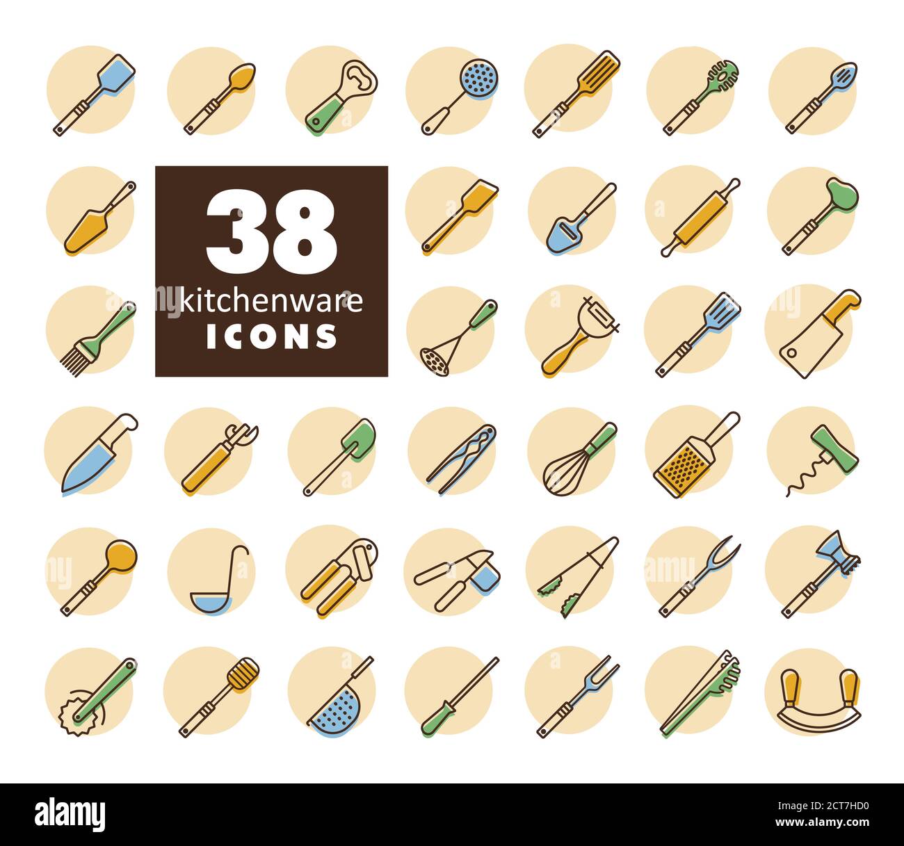 Kitchenware and kitchen appliances vector icon set. Graph symbol for ...