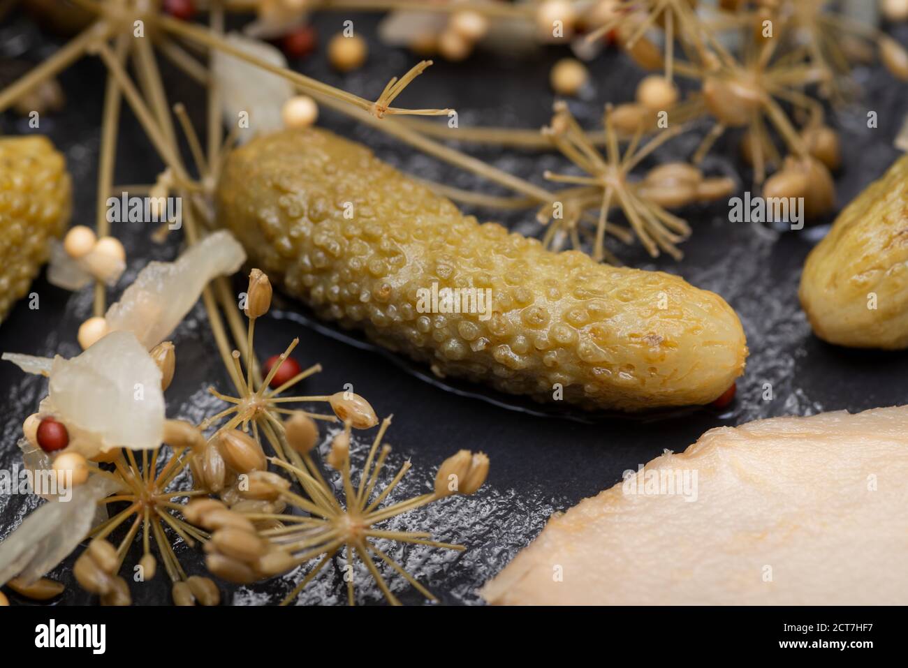 Extra Fine Cornichons - minuscule sour French pickles on natural stone ...
