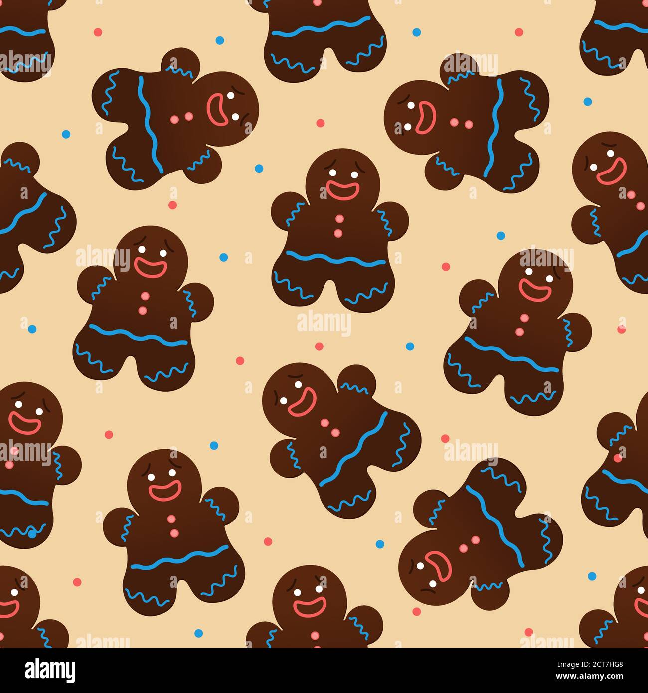 Gingerbread man Vector wrapping paper in flat design Stock Vector Image ...