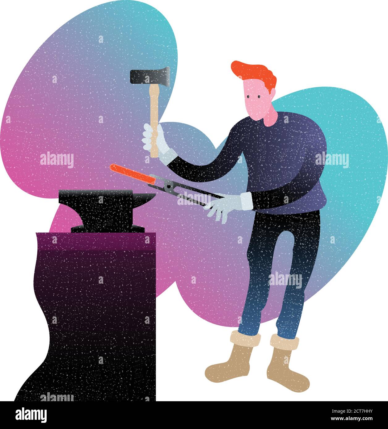 A blacksmith forging iron. Professional people vector illustration ...