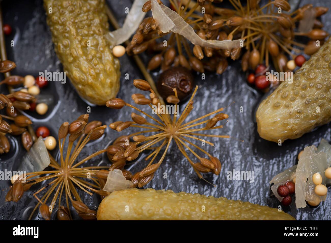 Extra Fine Cornichons - minuscule sour French pickles on natural stone ...