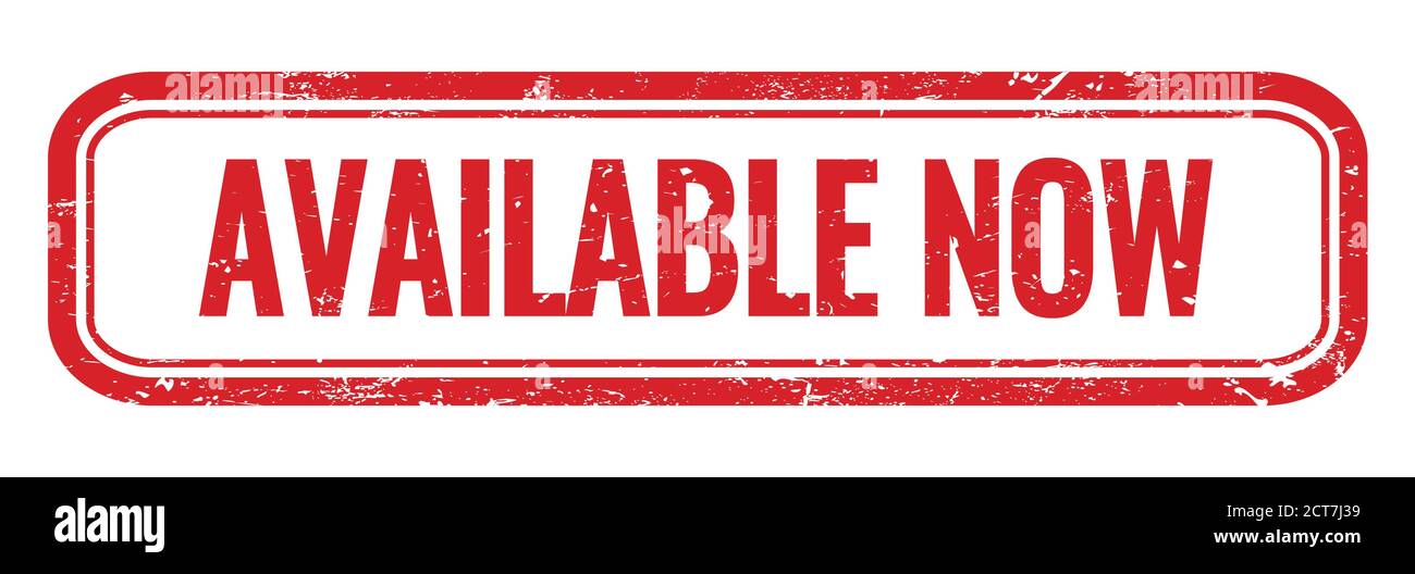 AVAILABLE NOW red grungy rectangle stamp sign Stock Photo - Alamy