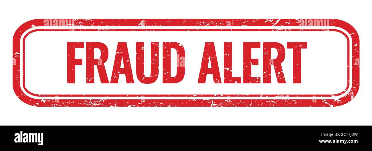 FRAUD ALERT red grungy rectangle stamp sign Stock Photo - Alamy