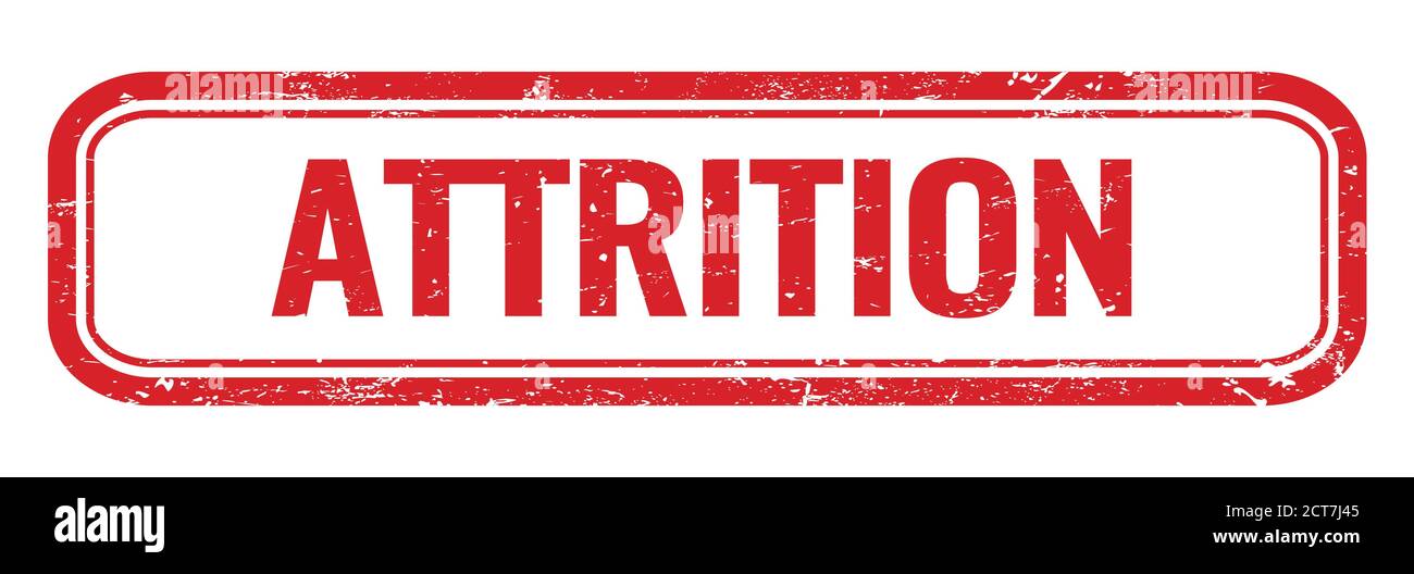 ATTRITION red grungy rectangle stamp sign Stock Photo - Alamy