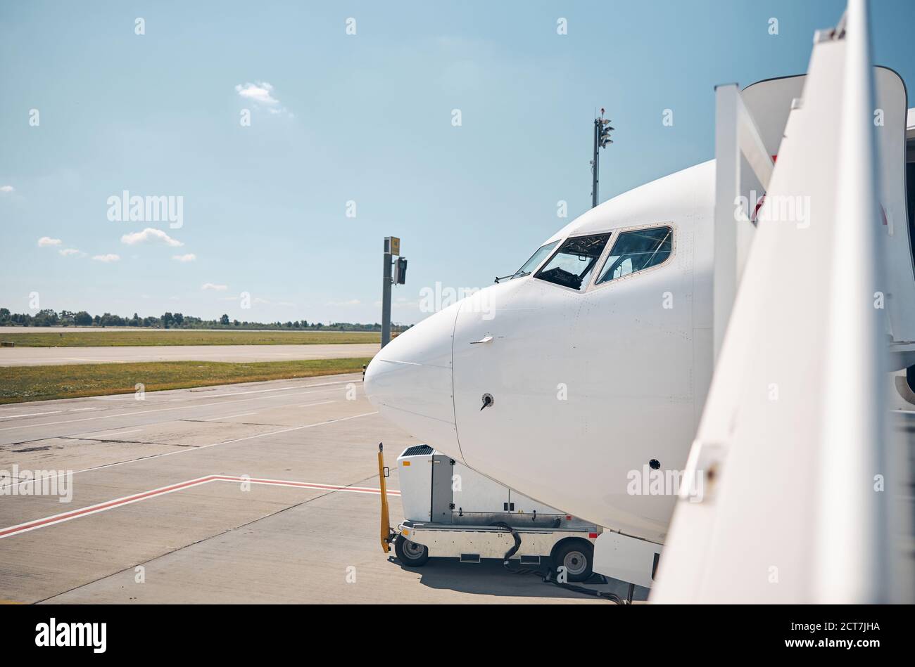 Aircraft after the flight standing in the international airport Stock ...