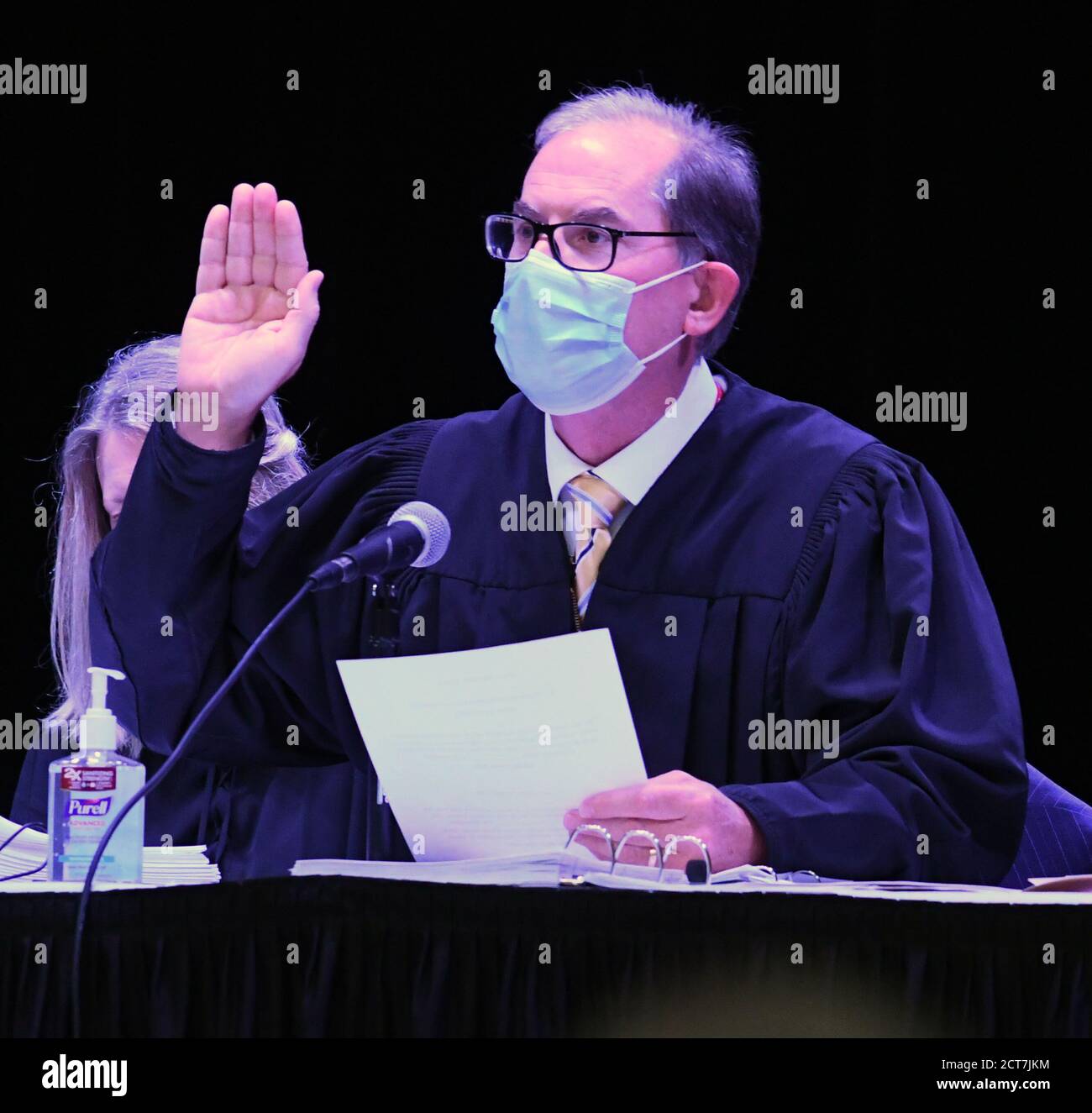 Racine, Wisconsin, USA. 21st Sep, 2020. JUDGE TIMOTHY BOYLE administers ...