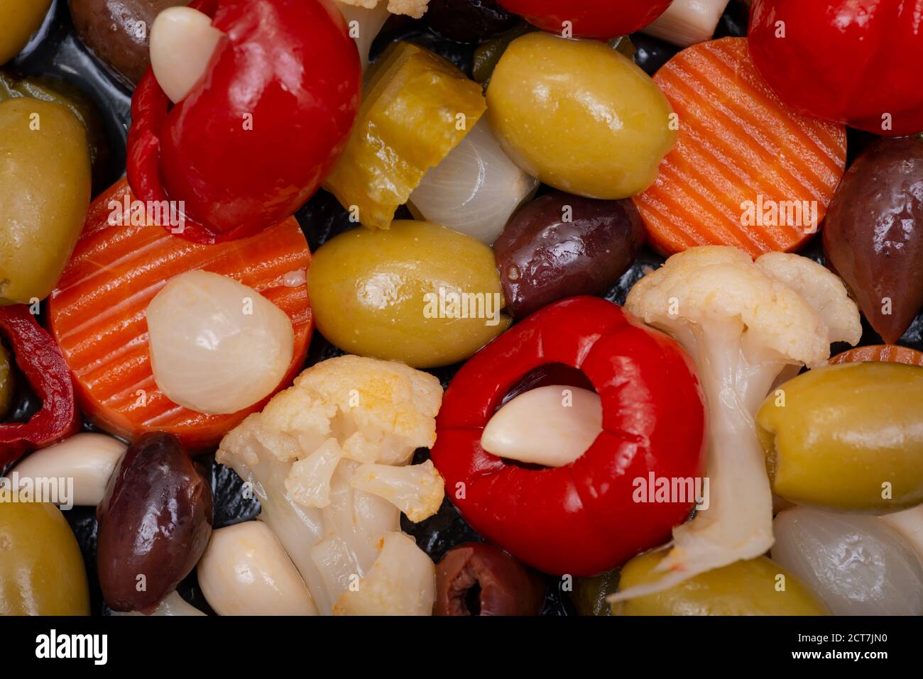 Mediterranean marinated veggie medley with olives preserved in natural ...