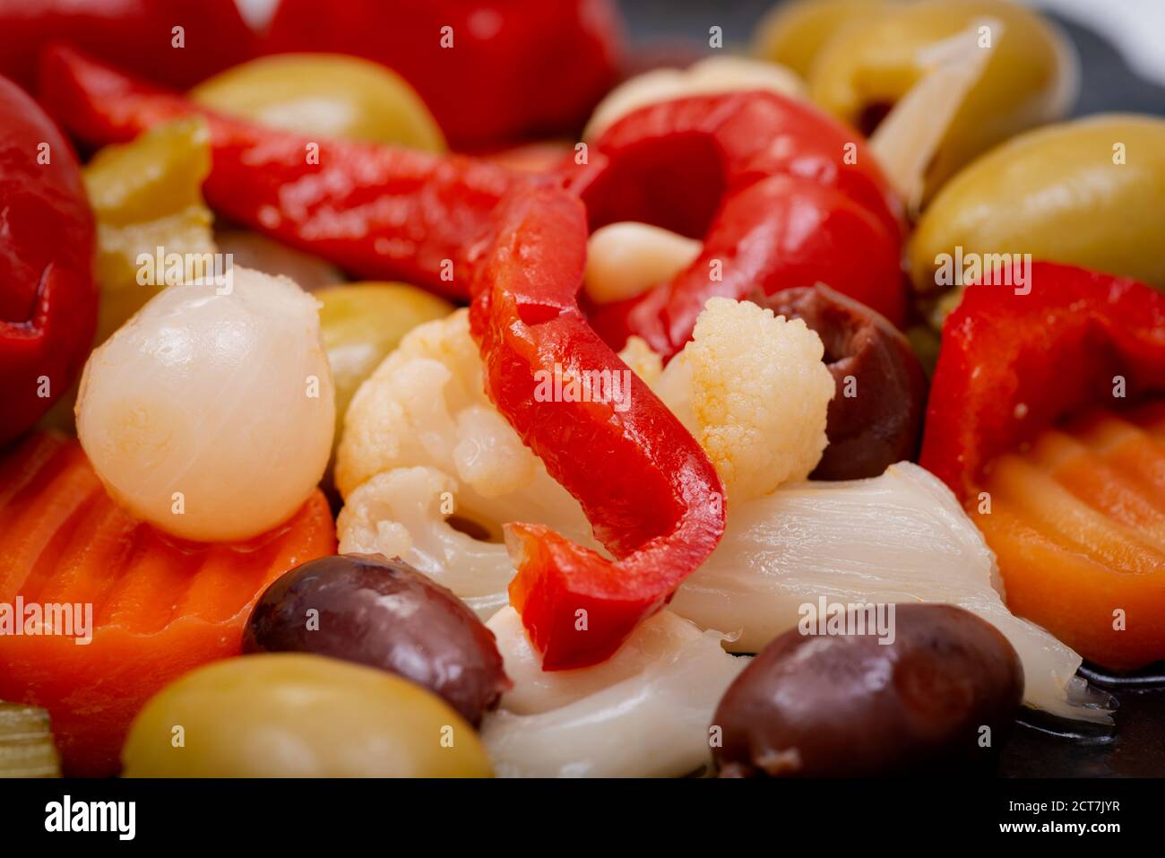 Mediterranean marinated veggie medley with olives preserved in natural ...