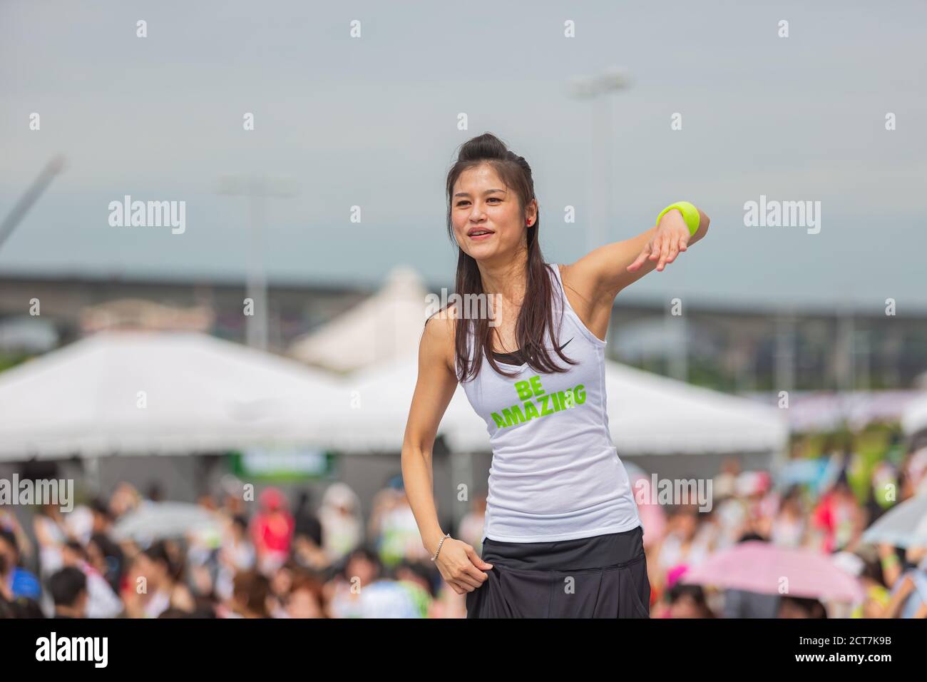 Taipei, APR 29, 2012 - Woman athlete doing exercise in the Nike's Be ...