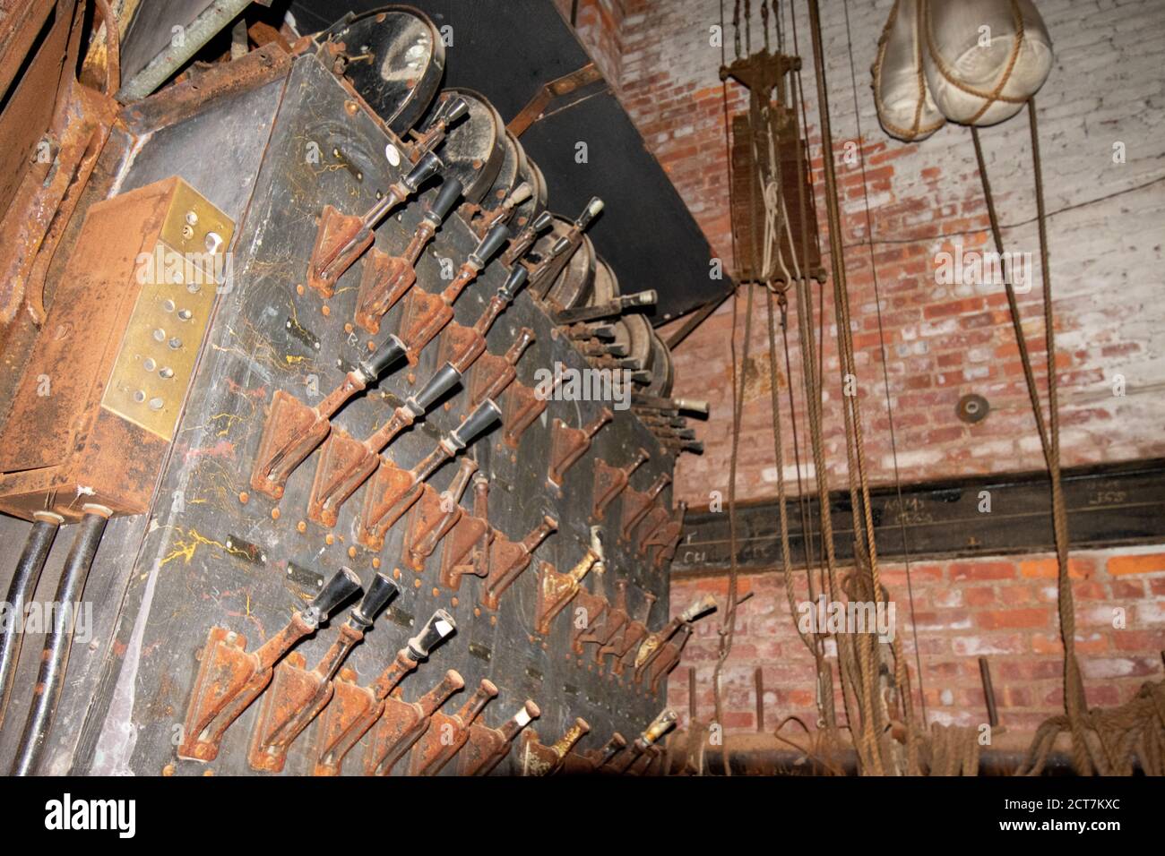 An Old Fashioned Switch Board Full of Rusty Levers With Black Handles ...