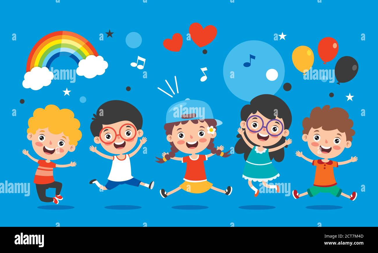 Happy Little Children Having Fun Stock Vector Image & Art - Alamy