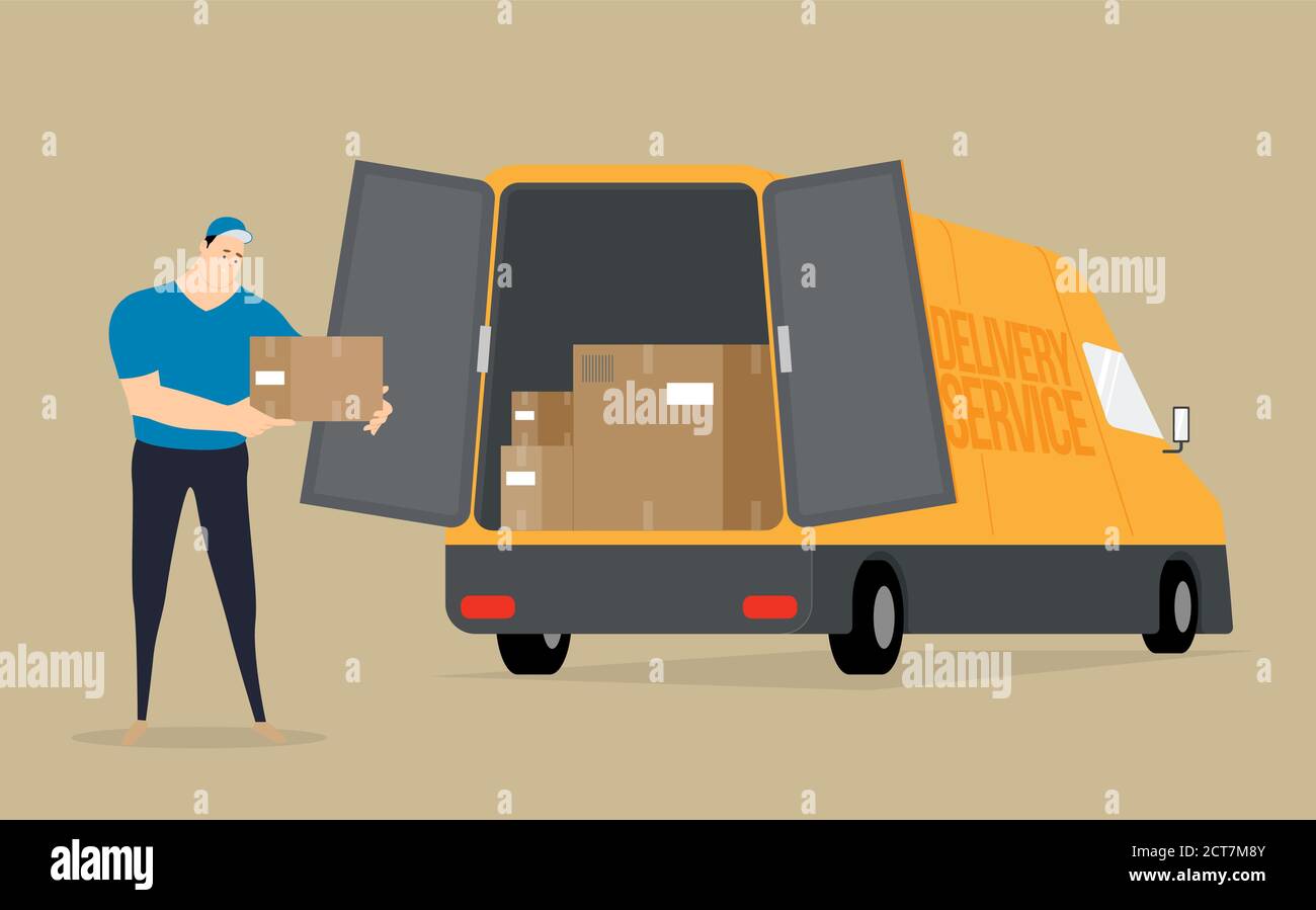 Parcel delivery man. Vector illustration Stock Vector Image & Art - Alamy