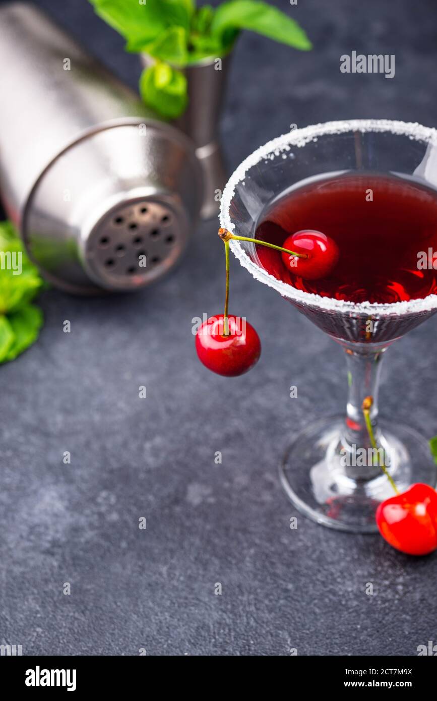 Red cherry martini summer cocktail Stock Photo - Alamy
