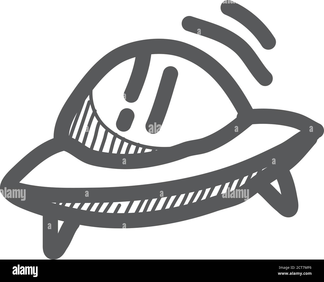 Flying saucer icon in sketch style. Hand drawn vector illustration ...