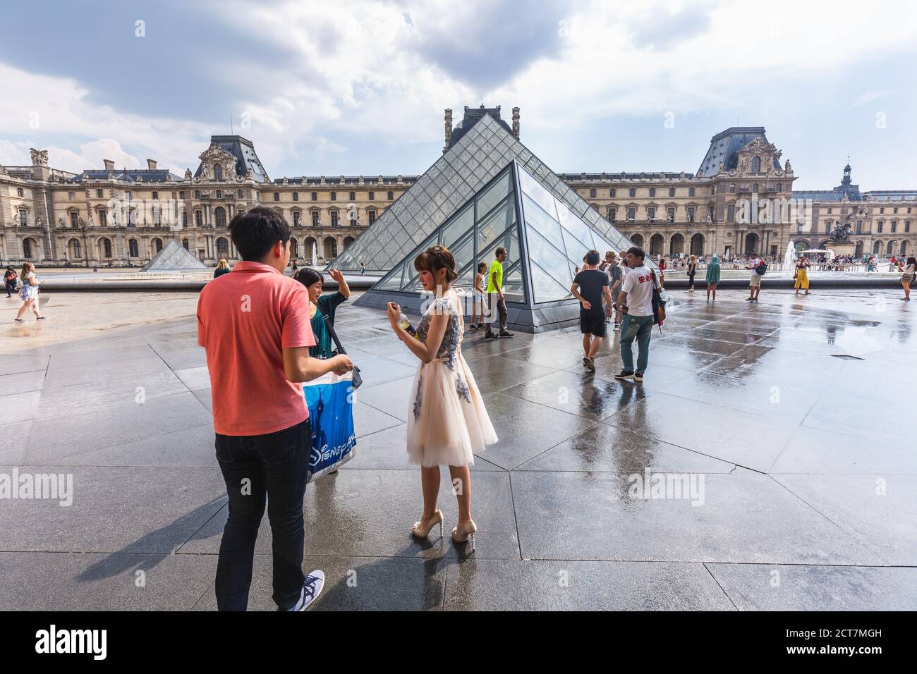 Urban panoramic cityscape view over the famous Louvre and its touristic ...