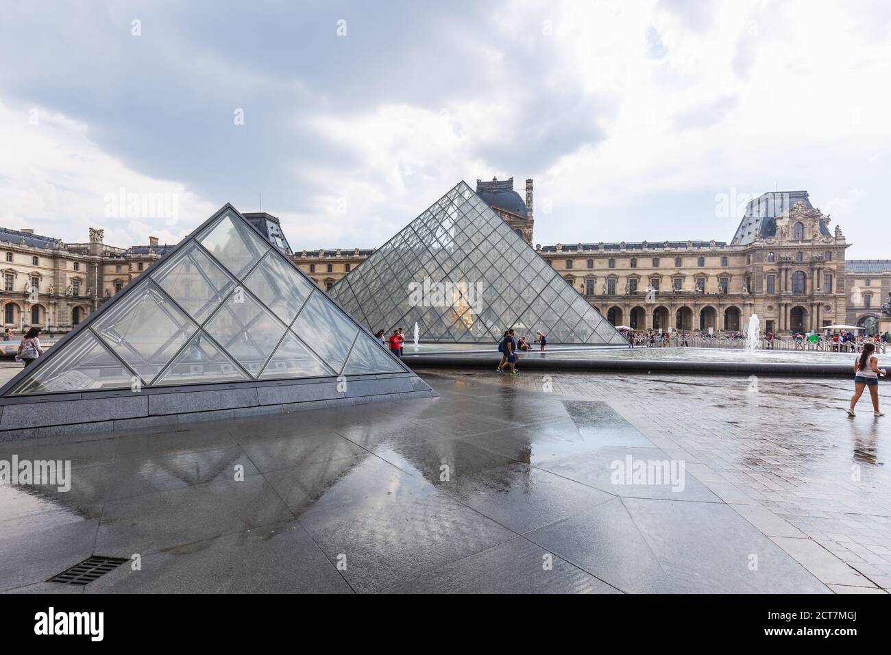 Urban panoramic cityscape view over the famous Louvre and its touristic ...
