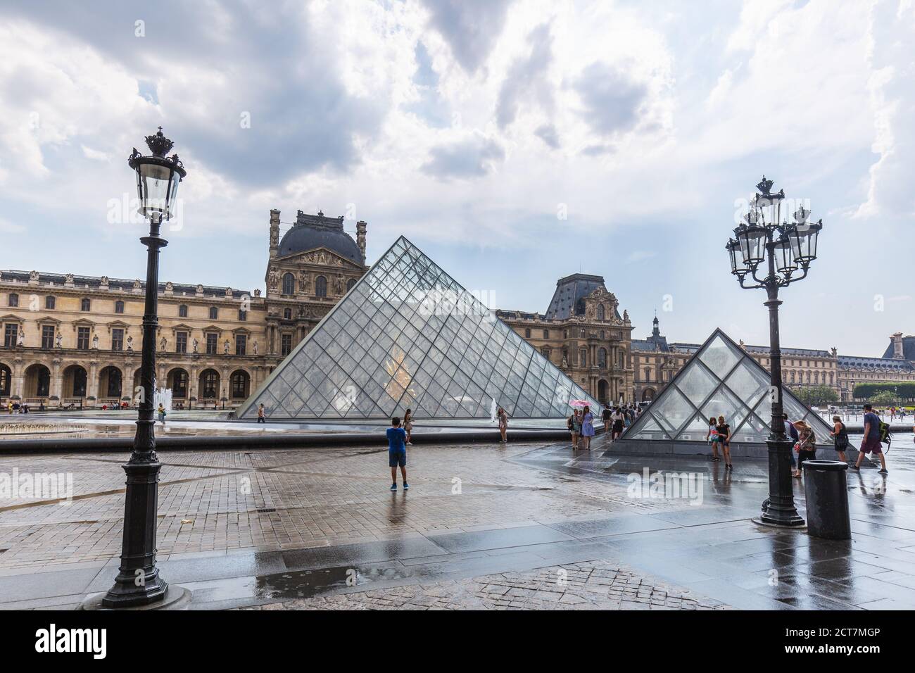 Urban panoramic cityscape view over the famous Louvre and its touristic ...