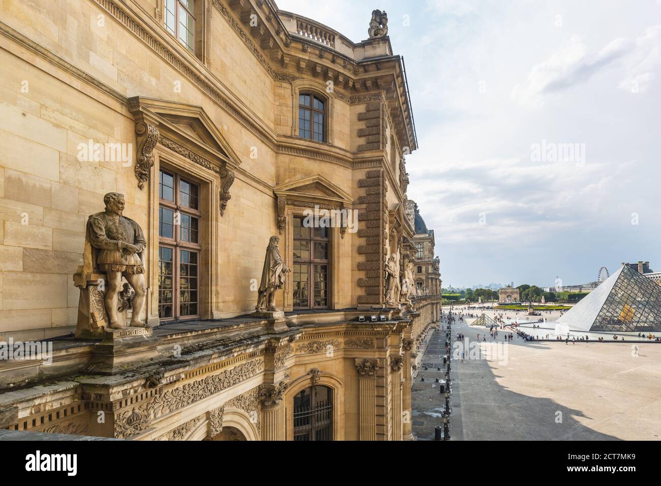 Interior of the Louvre museum in Paris. Statues and paintings. Paris ...