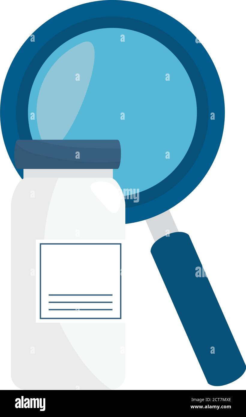 laboratory bottle with label and lupe vector design Stock Vector Image ...