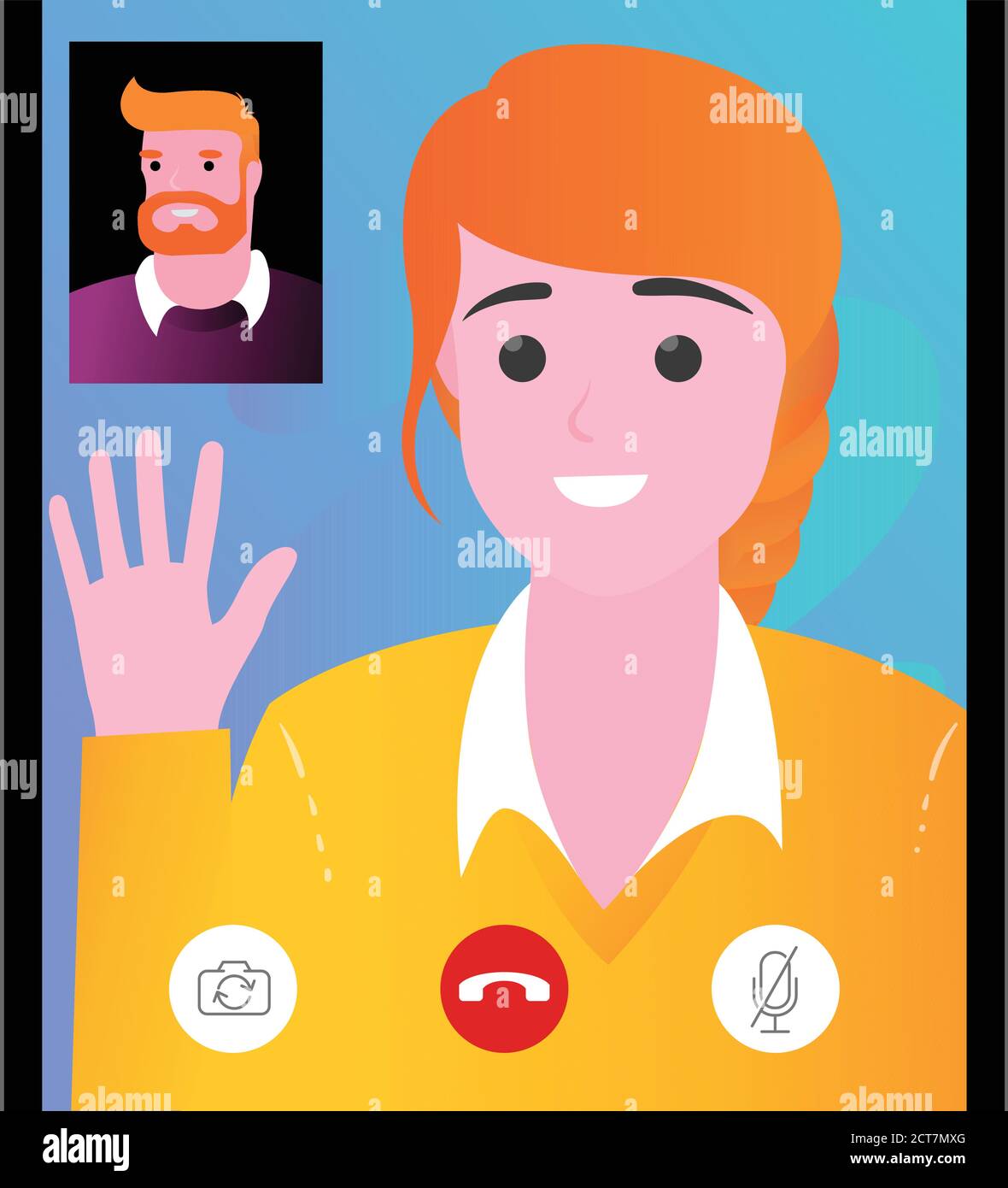 Video call smartphone screen. Communication technology. Vector ...