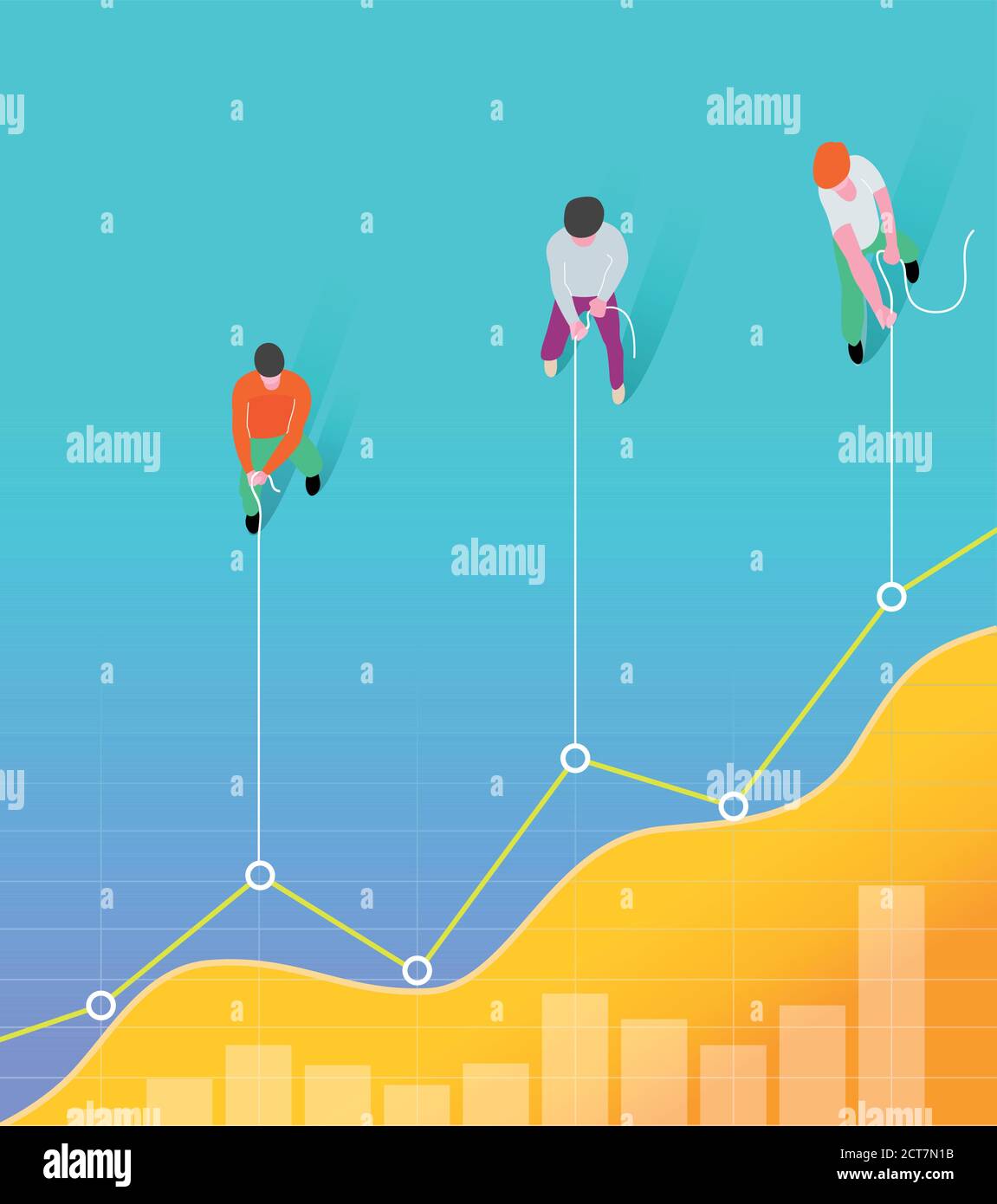 Business team work concept. Men pulling line chart. Stock market ...