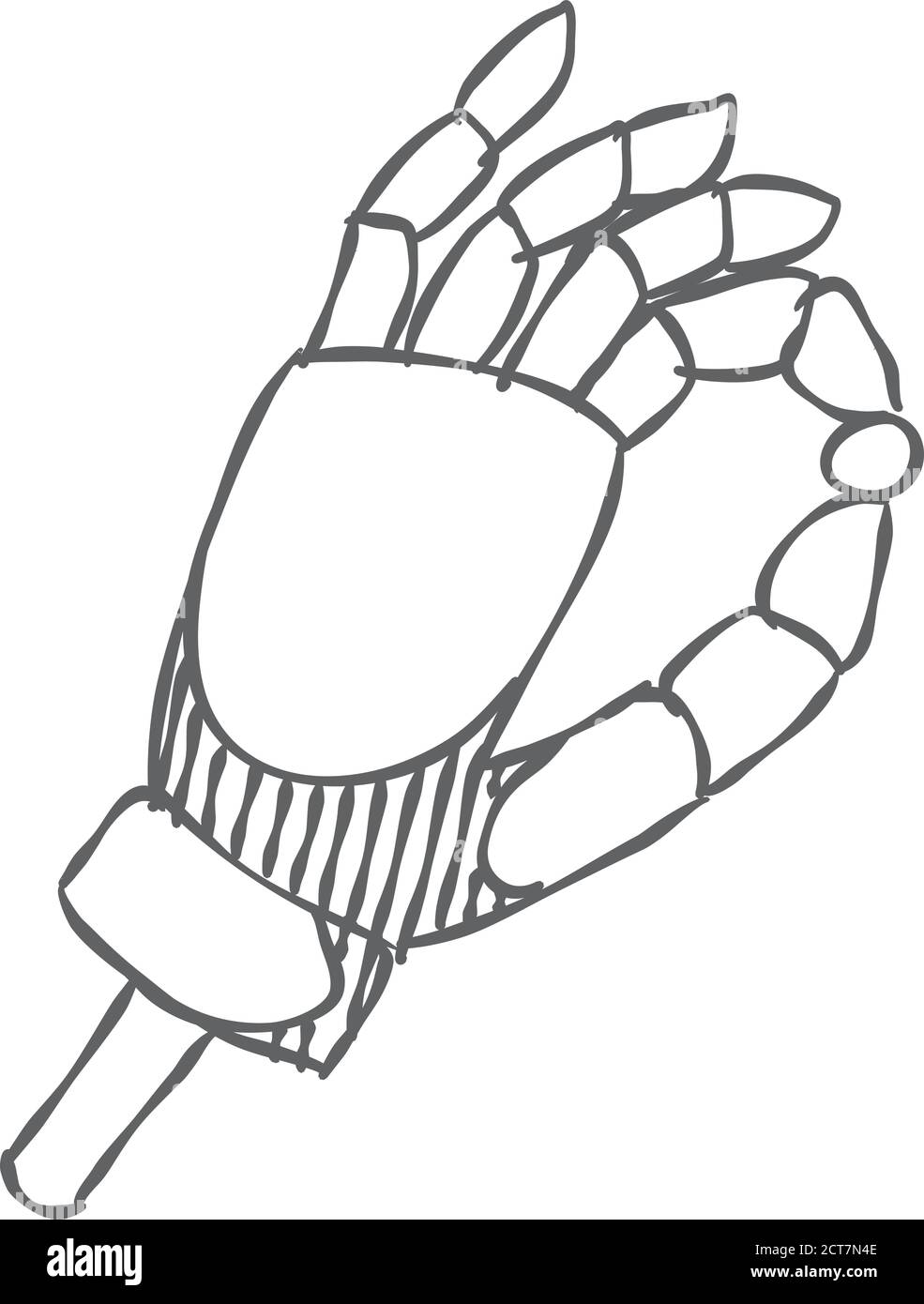 Robotic arm holding small object icon in sketch style. Vector ...