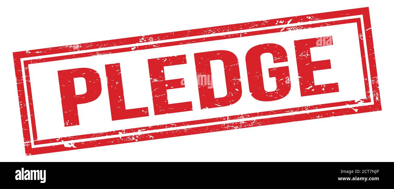PLEDGE red grungy rectangle stamp sign Stock Photo - Alamy