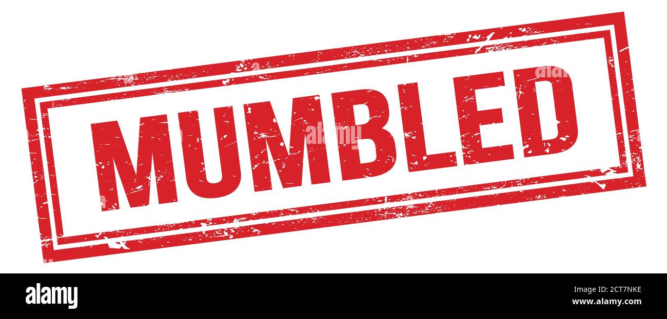 MUMBLED red grungy rectangle stamp sign Stock Photo - Alamy