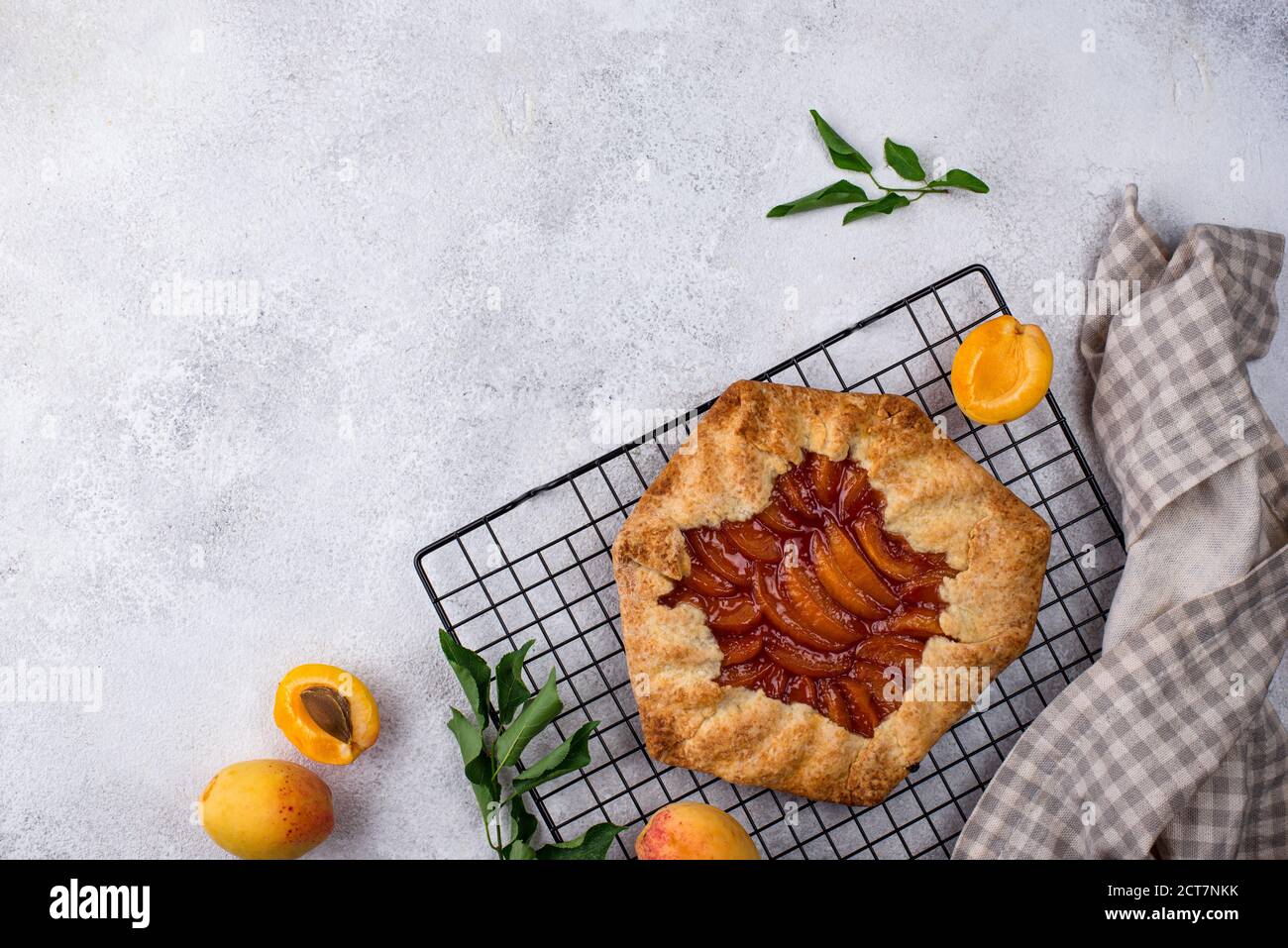 Sweet homemade galette pie with apricots Stock Photo - Alamy
