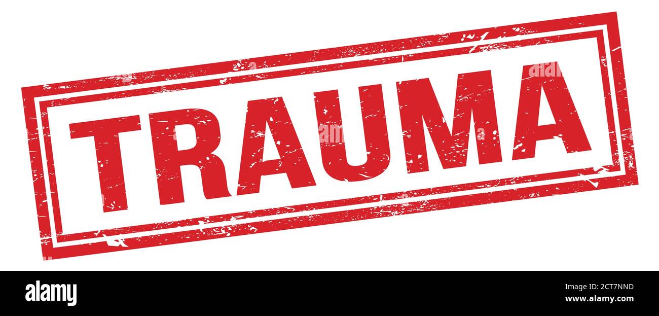 TRAUMA red grungy rectangle stamp sign Stock Photo - Alamy
