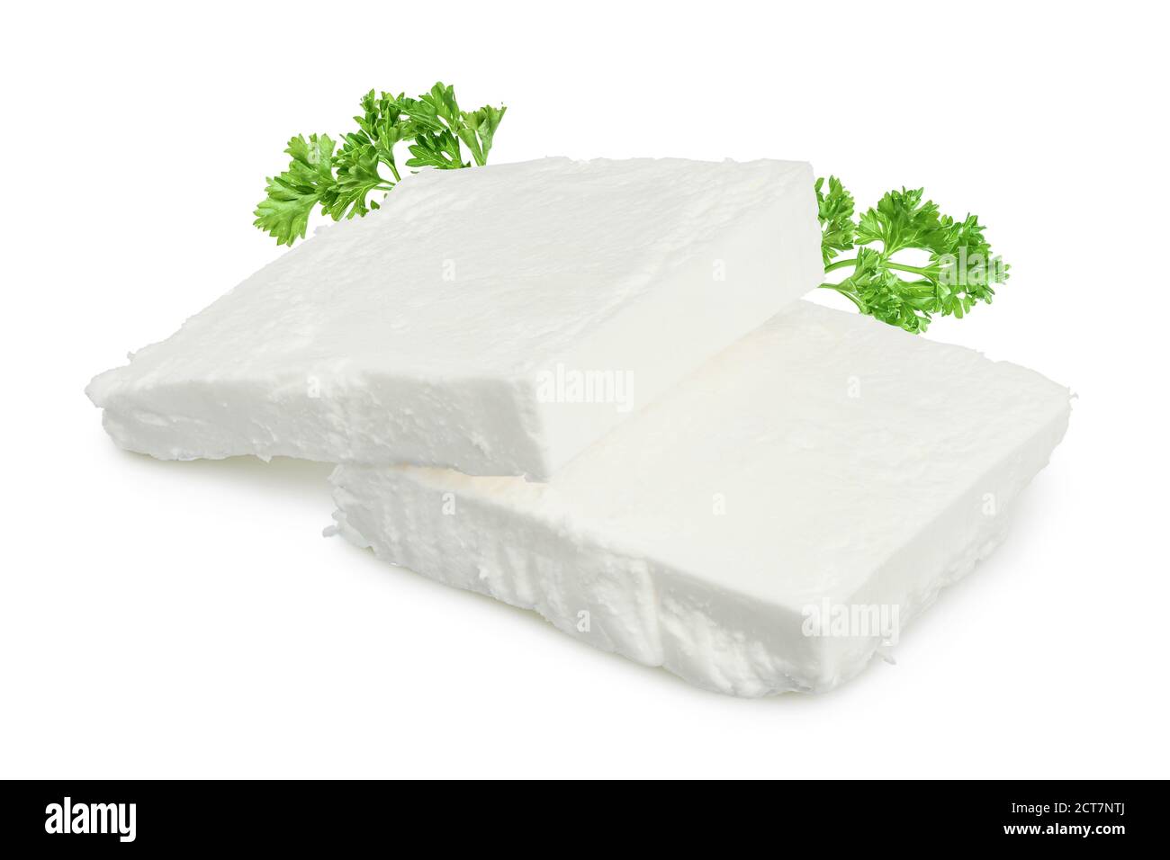Feta cheese isolated on white background. With clipping path and full ...