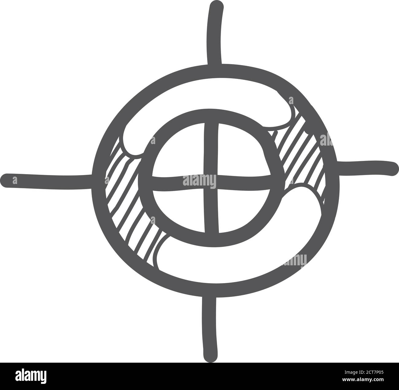 Printing registration mark icon in sketch style. Hand drawn vector ...