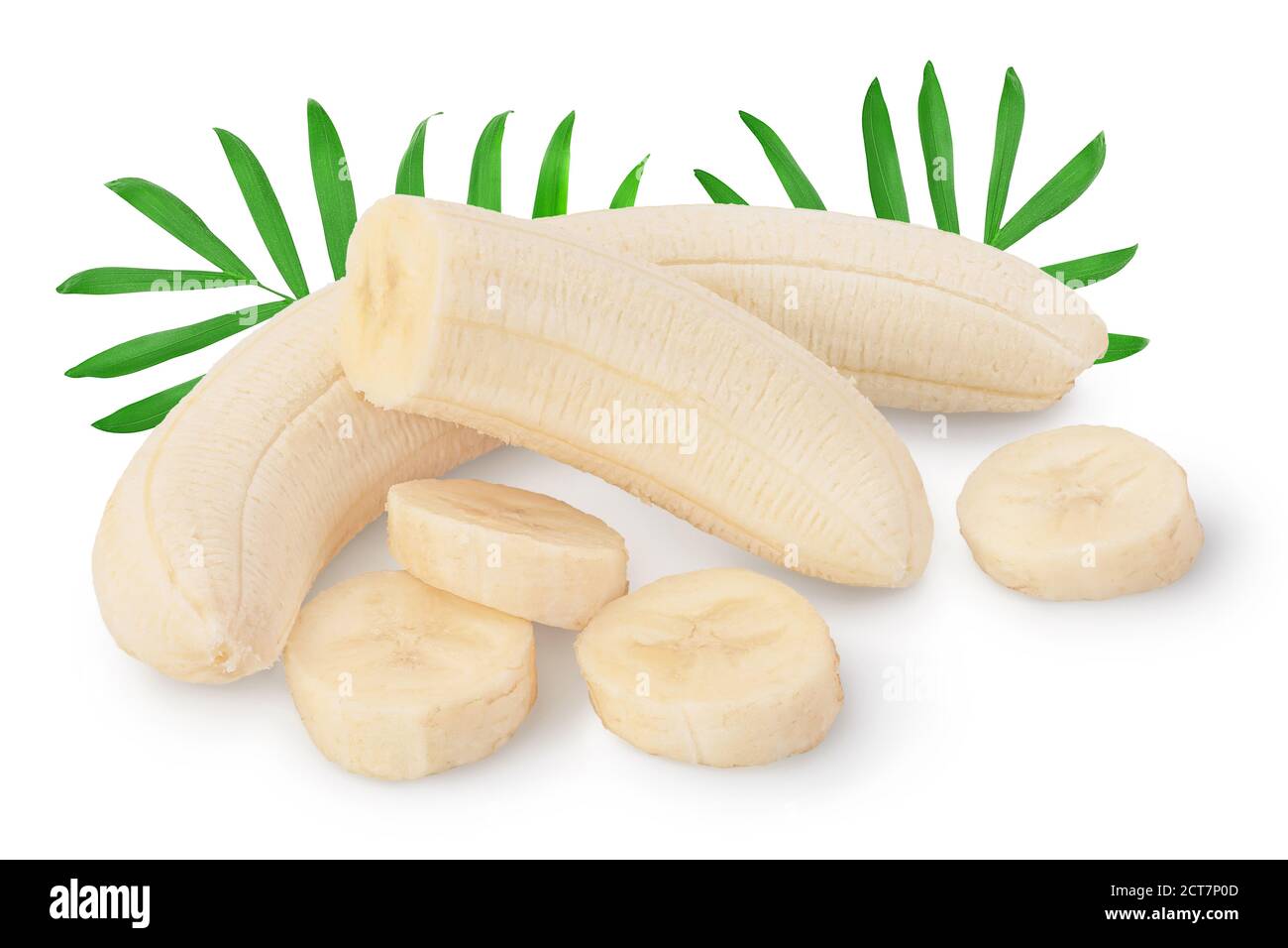 banana pieces isolated on white background with clipping path and full ...