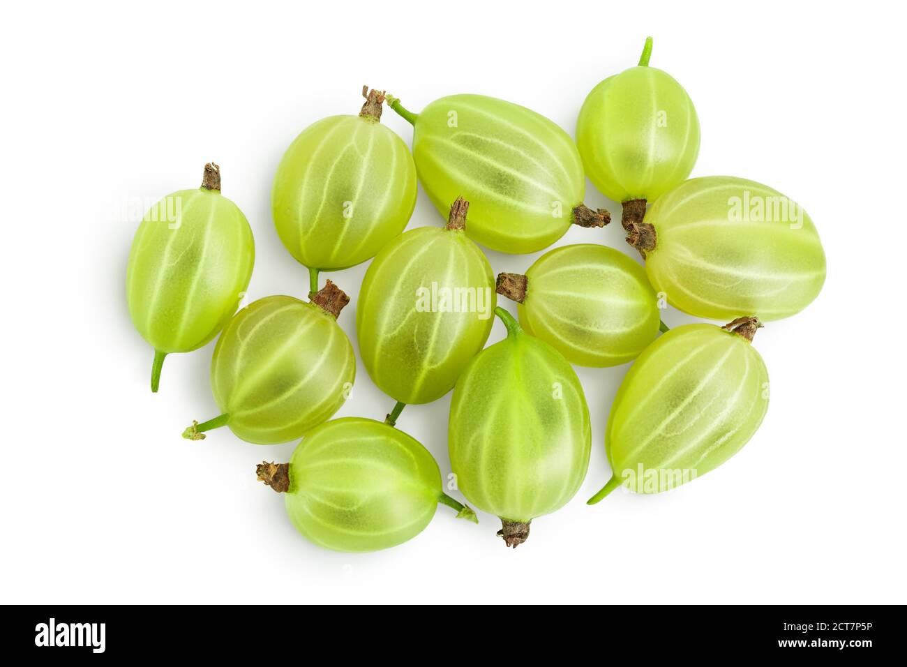 Green gooseberry isolated on white background with clipping path and ...