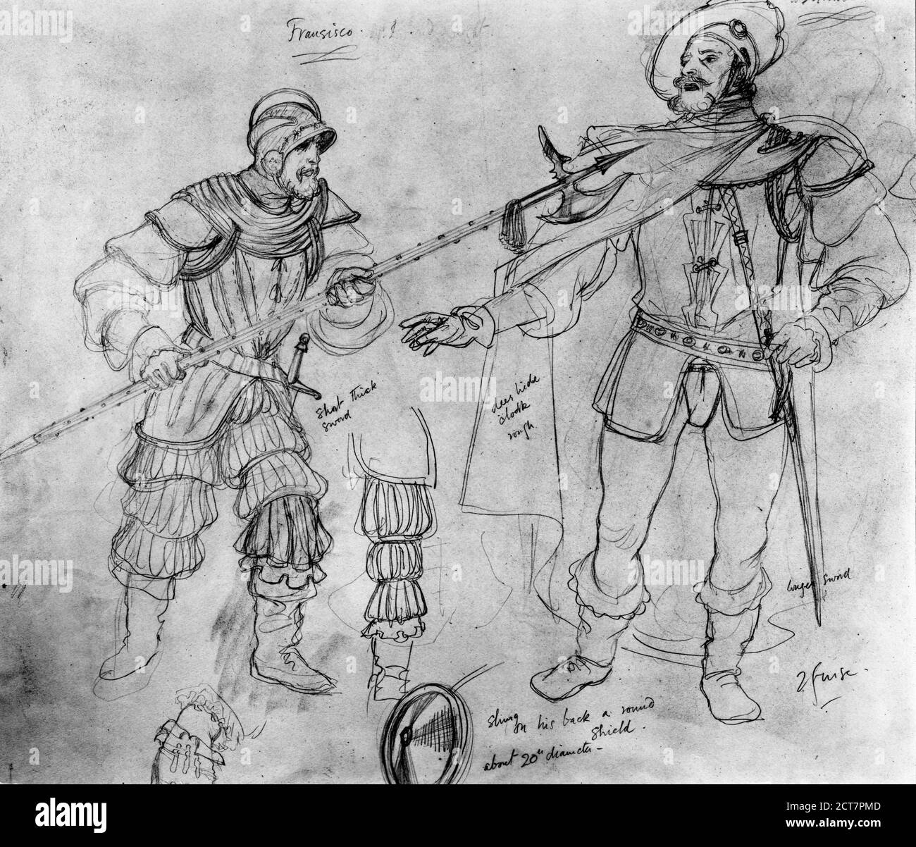 Costume Designs by ROGER FURSE for costumes worn by JOHN LAURIE as Francisco and Esmond KNIGHT ...