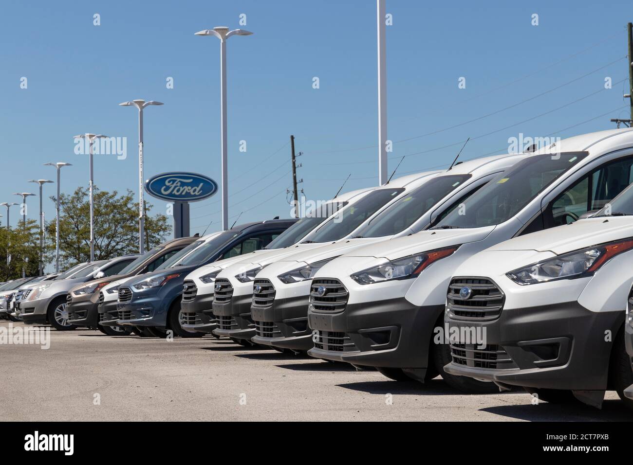 Plainfield - Circa September 2020: Ford Transit display at a dealership ...