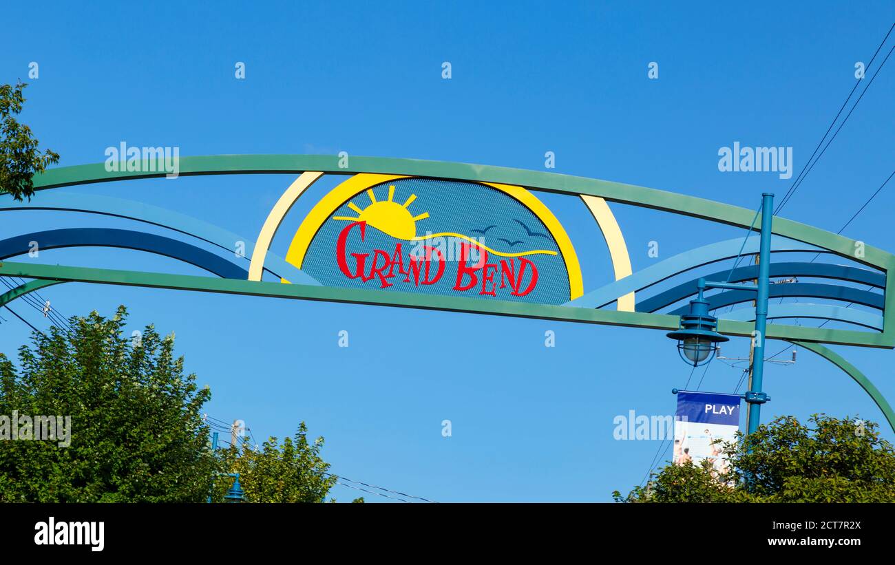 Welcome Sign Grand Bend Ontario Canada. Grand Bend is a beach town on ...