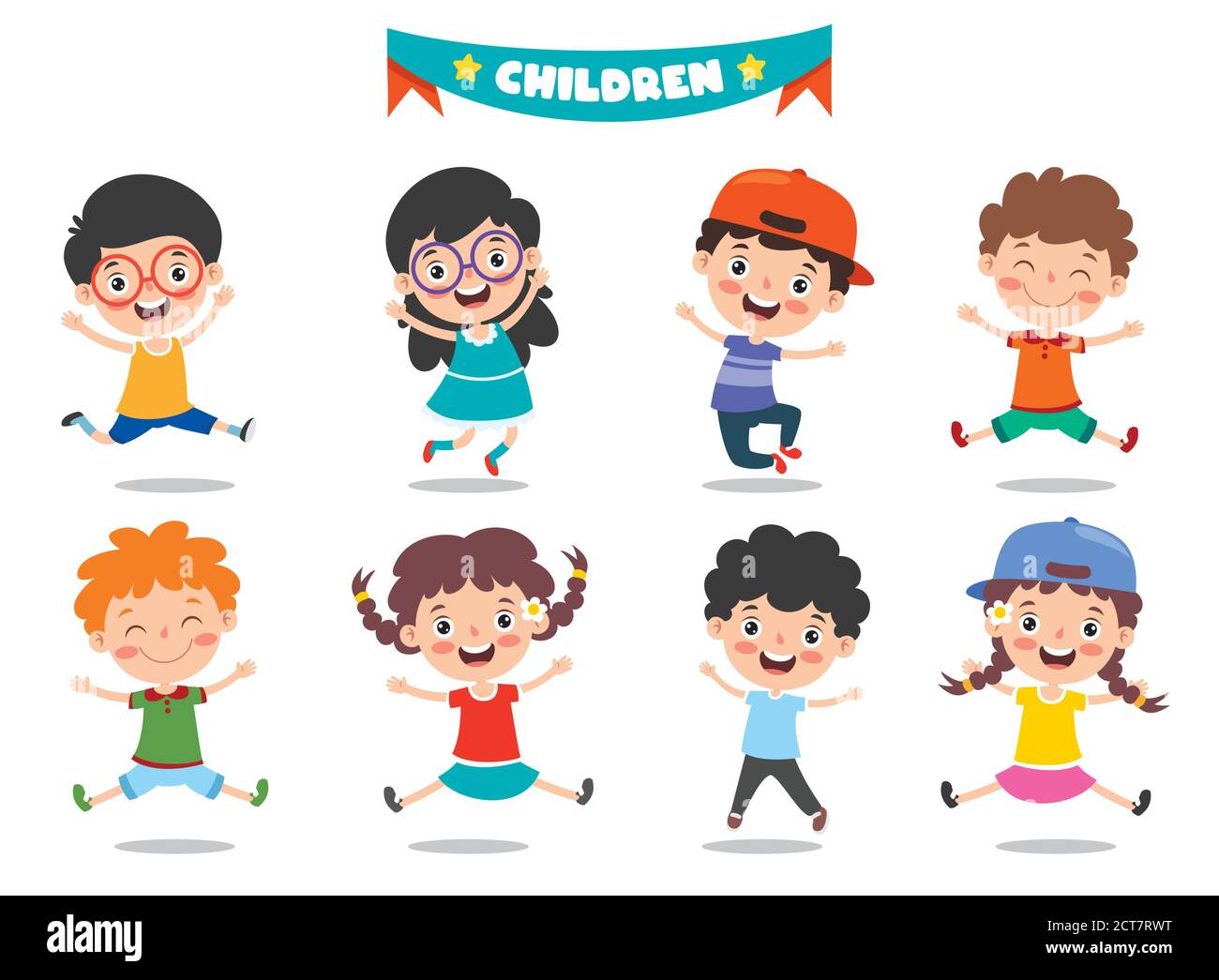 Group Of Funny Children Posing Stock Vector Image & Art - Alamy